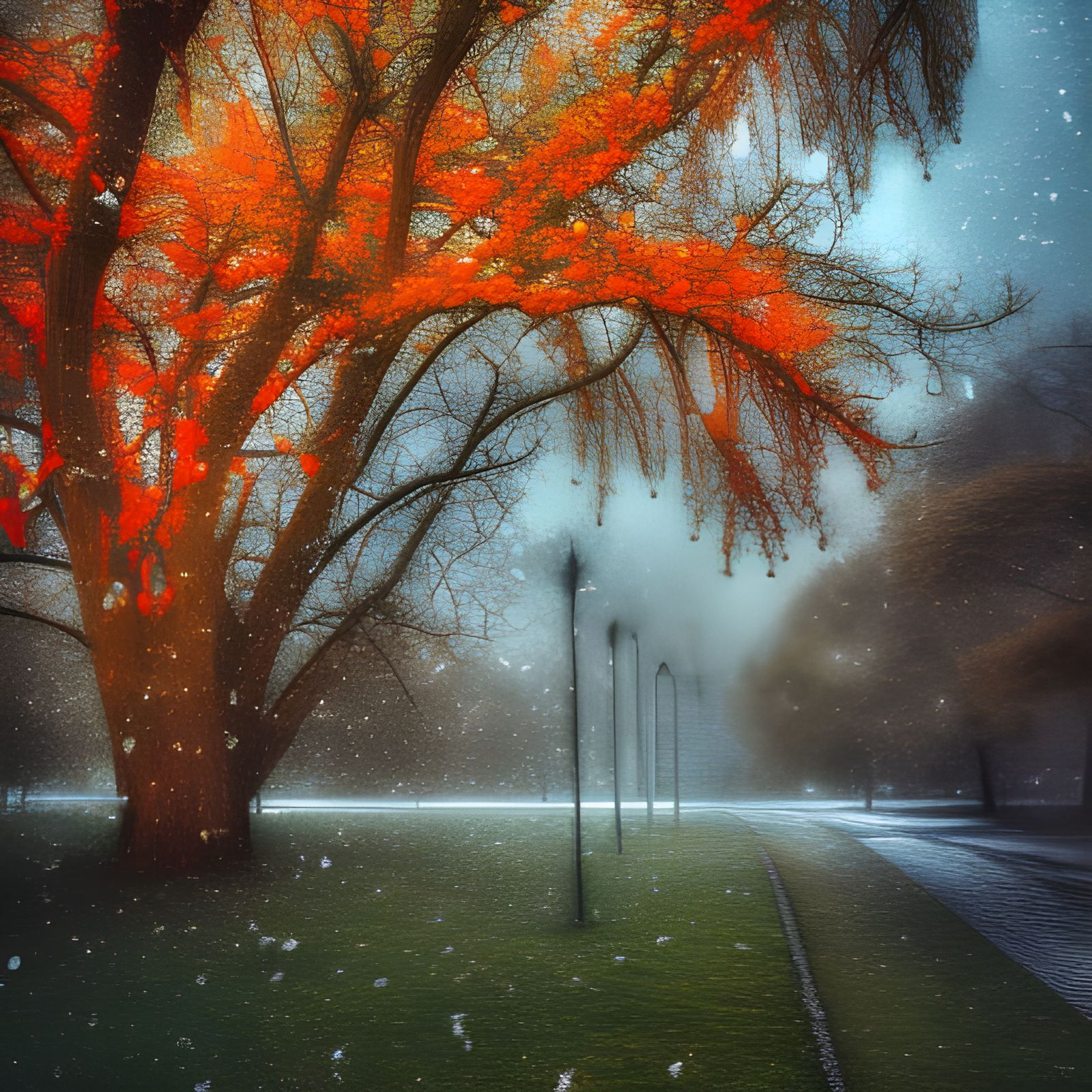 First Snowfall - AI Generated Artwork - NightCafe Creator