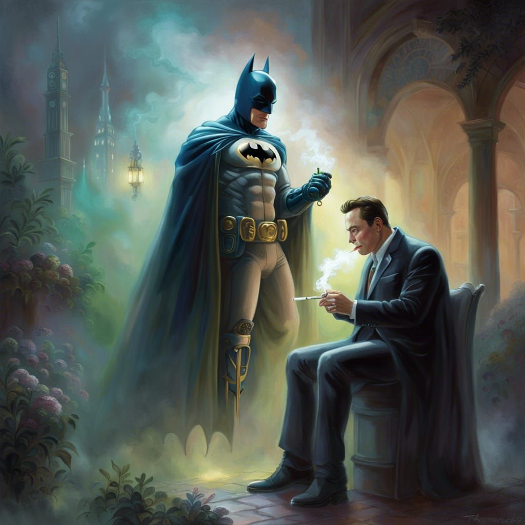 Batman smoking a blunt with Elon musk - AI Generated Artwork ...