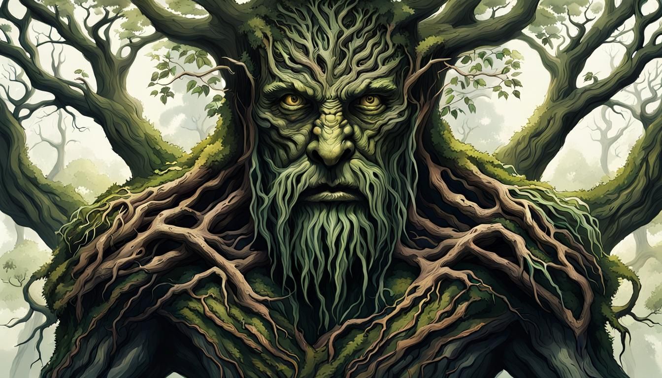 Treebeard: a powerful dark and beautiful walking human tree hybrid - AI ...