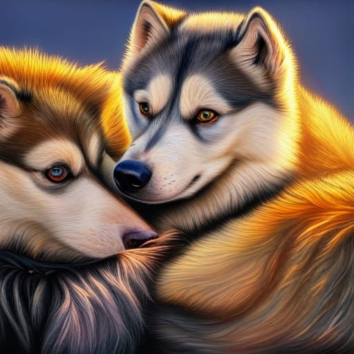 A String of Magnificent Huskies - AI Generated Artwork - NightCafe Creator
