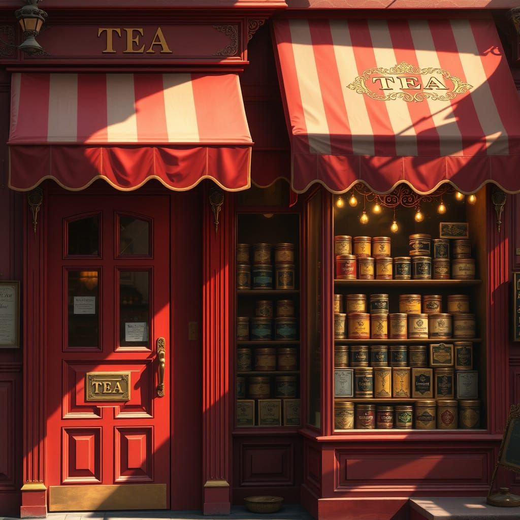 Vintage Tea Shop - Antique Tea Shop Elegance in Crimson and ...
