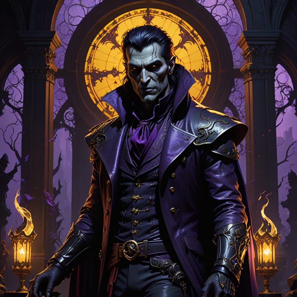 Cyberpunk Vampires in Vivid Purple and Yellow Hues - AI Art