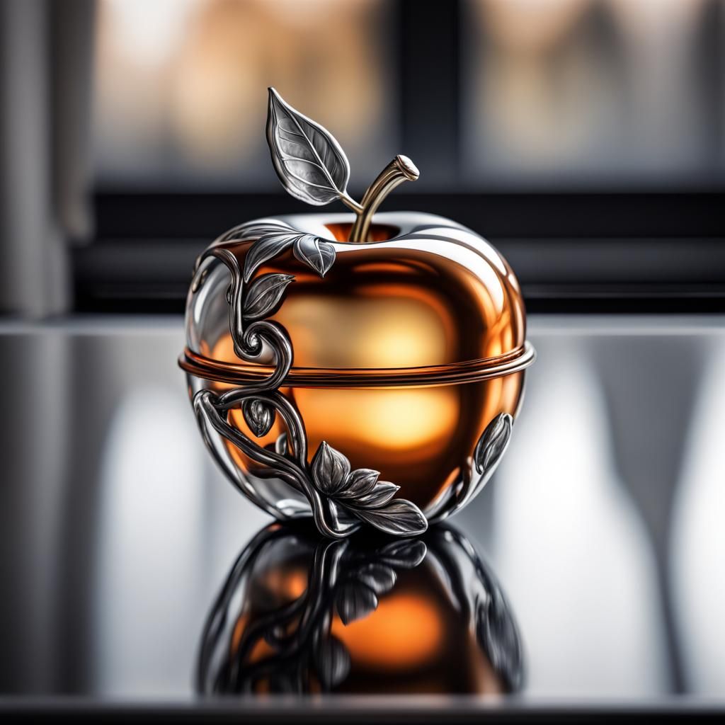 Metal apple paperweight - AI Generated Artwork - NightCafe Creator