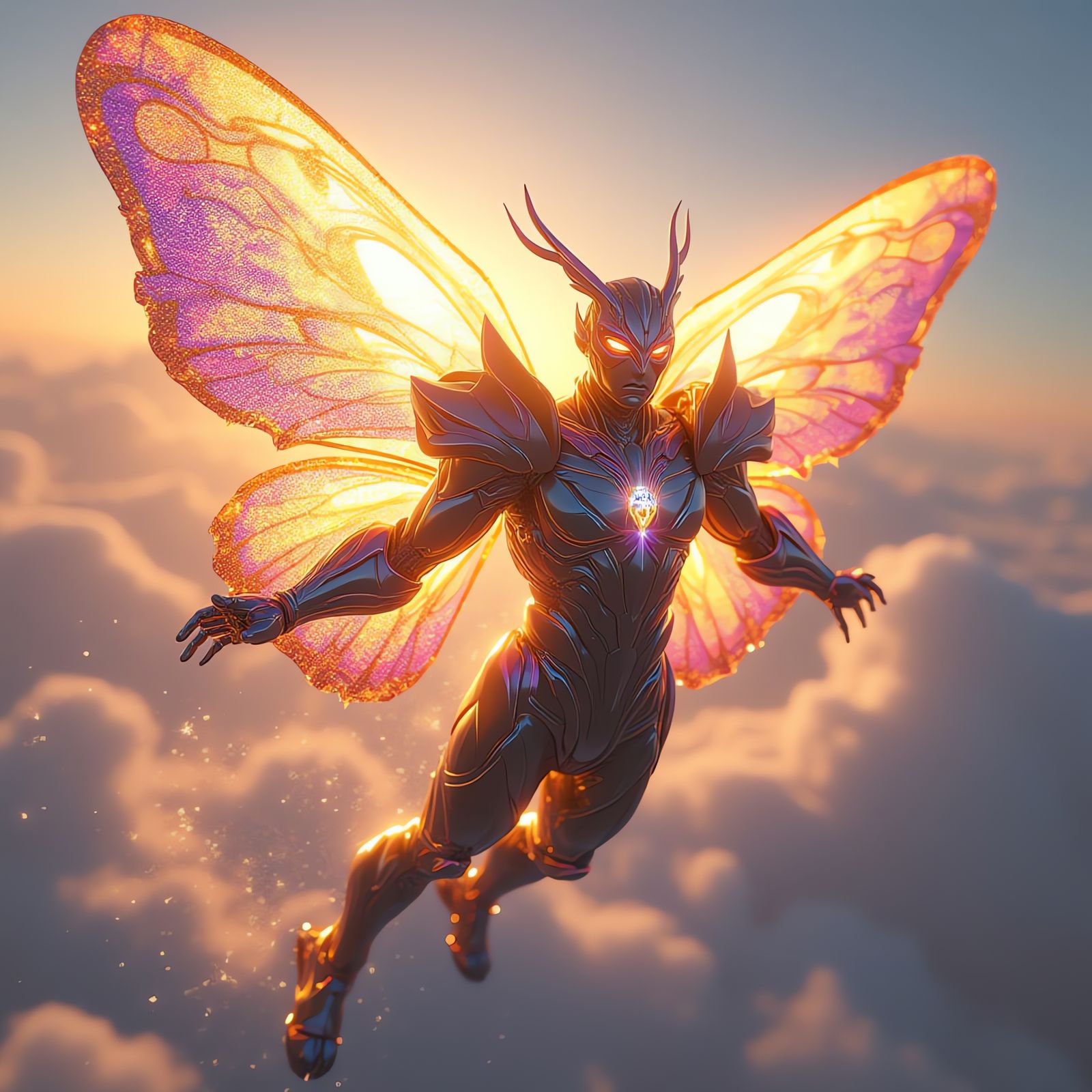 Heroic Butterfly Takes Flight in Vibrant Anime-Ins... - AI Art