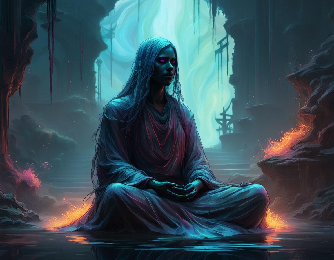 Meditating Ghost - AI Generated Artwork - NightCafe Creator