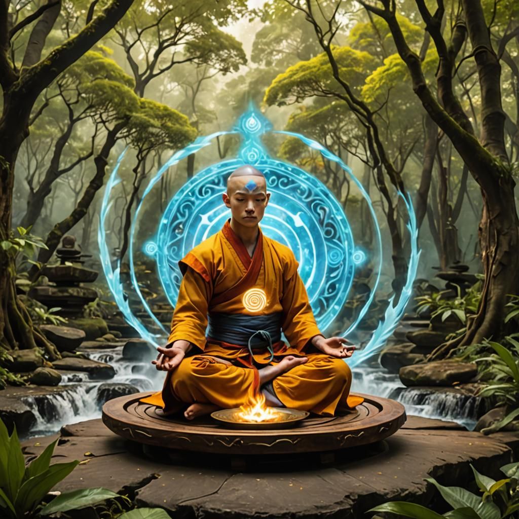 Avatar_Aang_airbender ;; Young shaolin monk ;; earth_wind_water_fire ...