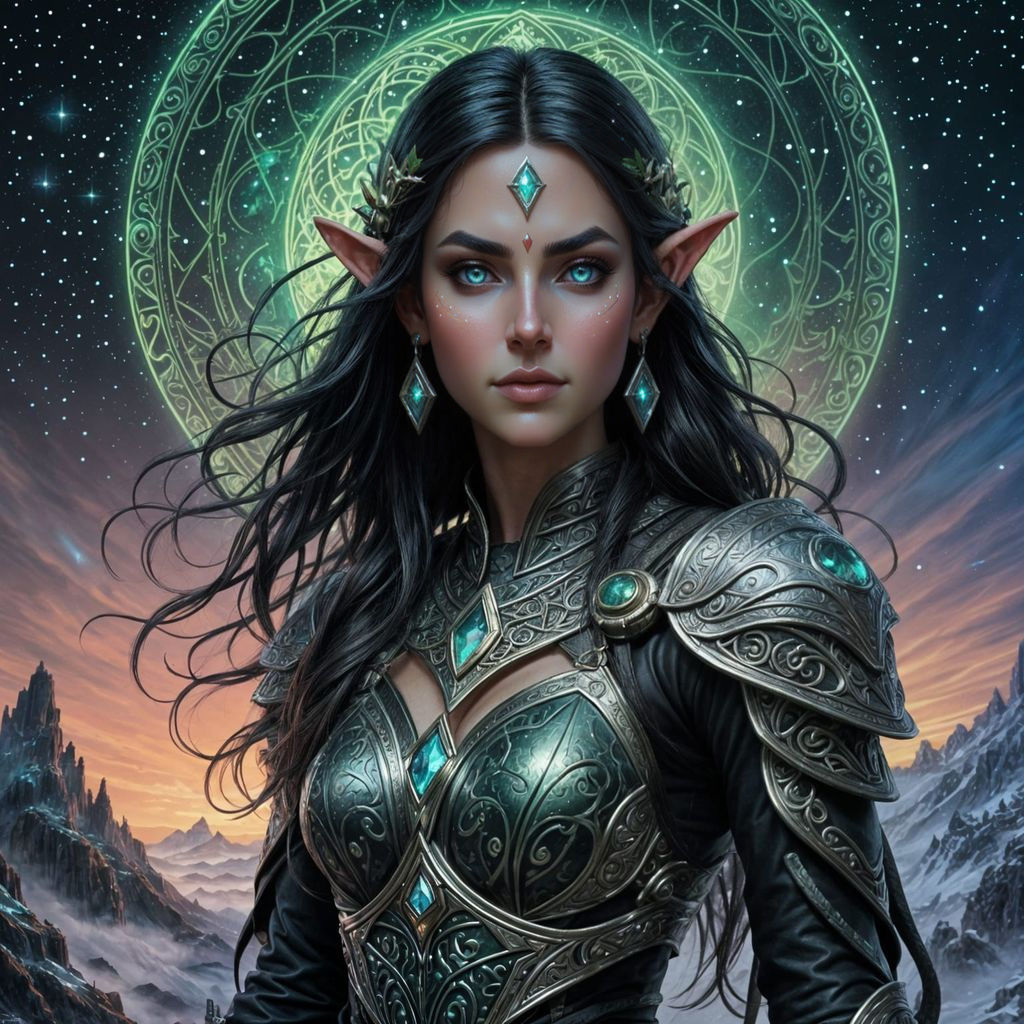 Ethereal Elf Archer in Cosmic Realms - AI Art