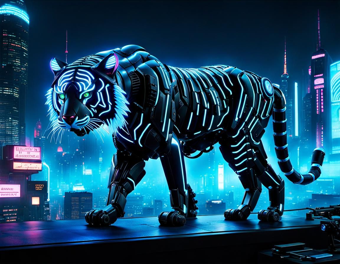 Cyberpunk tiger - AI Generated Artwork - NightCafe Creator