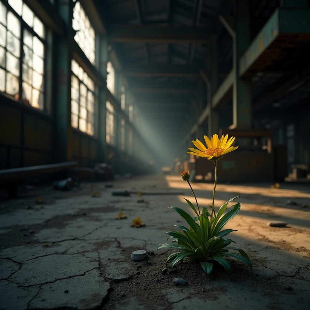 Abandoned Factory Hall in Moody Industrial Aesthet... - AI Art