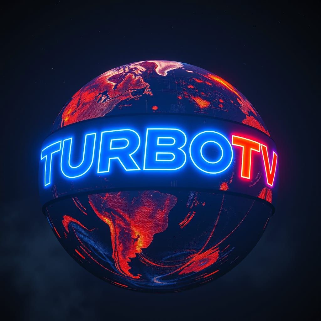 Gigantic LED Screen Displays TurboTV Logo Across t... - AI Art