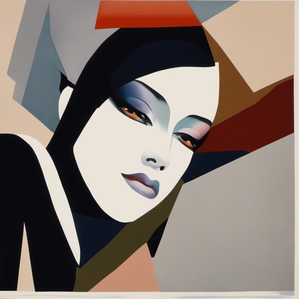 Beautiful androgynous genderless person with slender angular face and ...