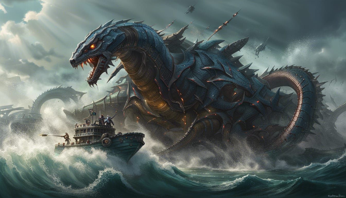 Mech sea serpent - AI Generated Artwork - NightCafe Creator