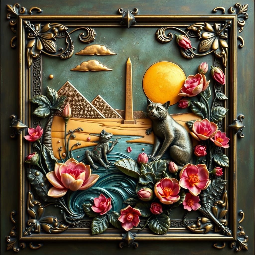 Egyptian Sand cat - Egyptian Sand Cats Amidst Luxurious Pat...