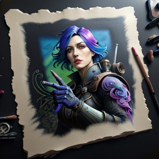 Surreal Nouveau-Chalk Art in Low Poly Iridescent S... - AI Art