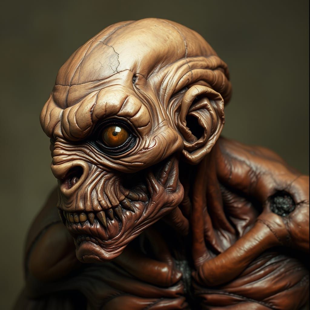 Macabre Biomechanical Creature with Leather-Like S... - AI Art