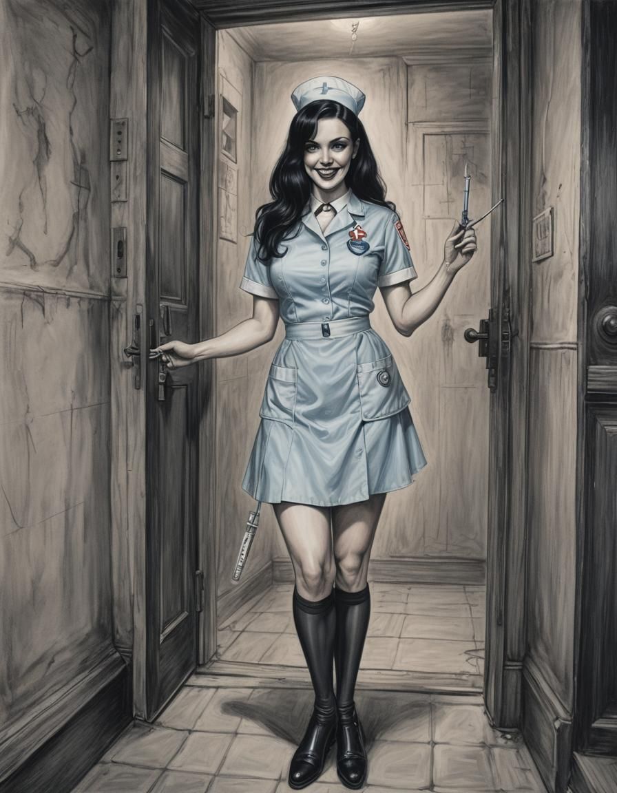 "Night Nurse In The Asylum" : Charcoal - AI Generated Artwork ...