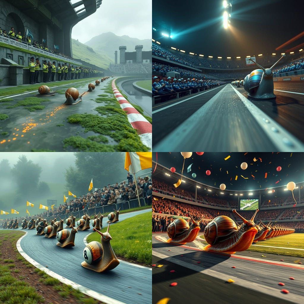 Hyper Realistic Racing Snails with Garda Síochána ... - AI Art
