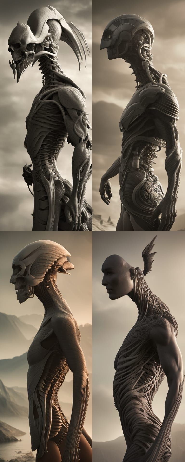 a thin human like creature but with inhuman freatures in his body, a ...