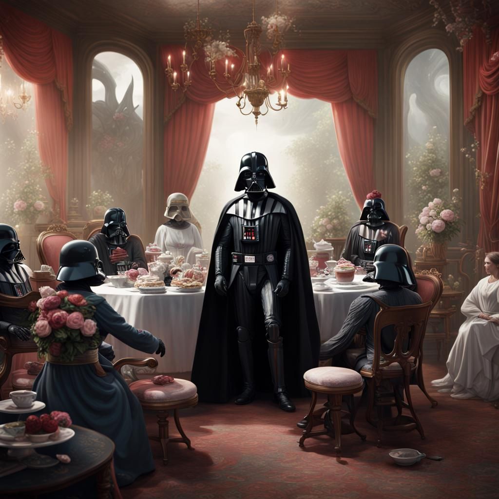 Darth vader at a tea party - AI Generated Artwork - NightCafe Creator
