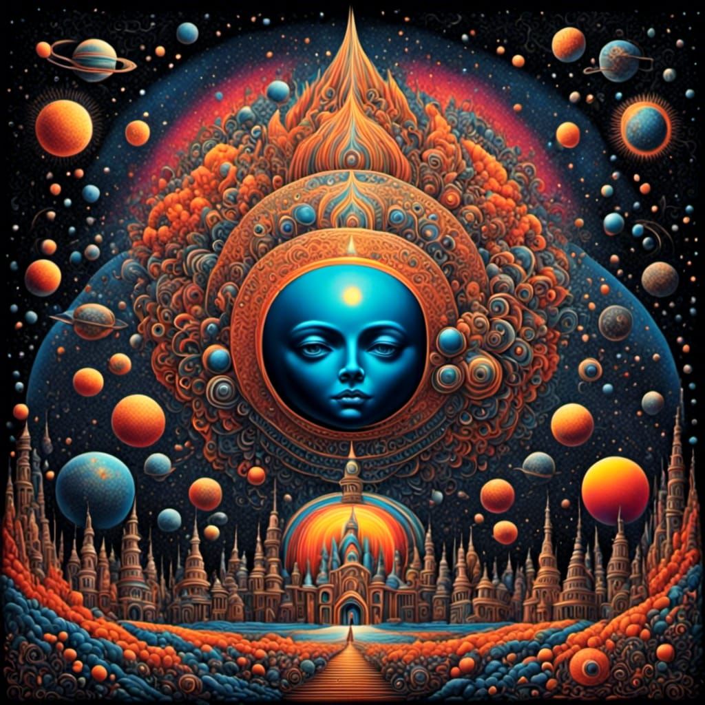 Psychedelic Cosmos. bright bold various neon colours. Glossy. - AI ...