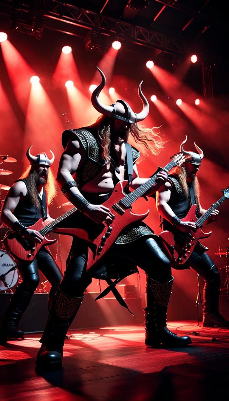 A Viking heavy metal band, - AI Generated Artwork - NightCafe Creator