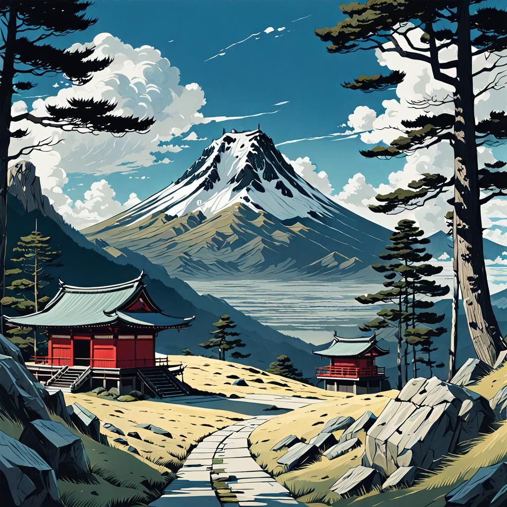 Japan Mountains - Real Cartoon XL - AI Generated Artwork - NightCafe ...