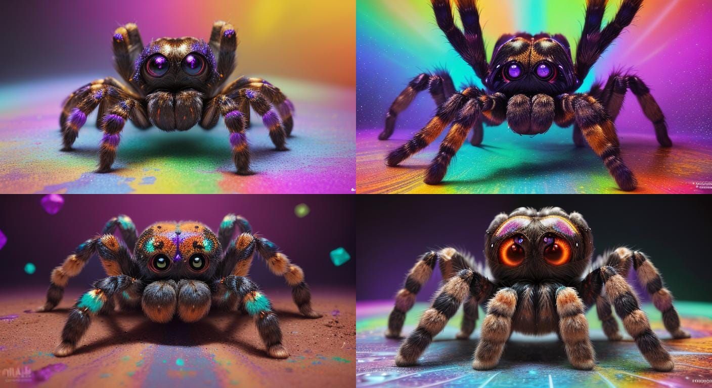 Holographic interferometry tarantula, Hyperrealistic, splash art ...