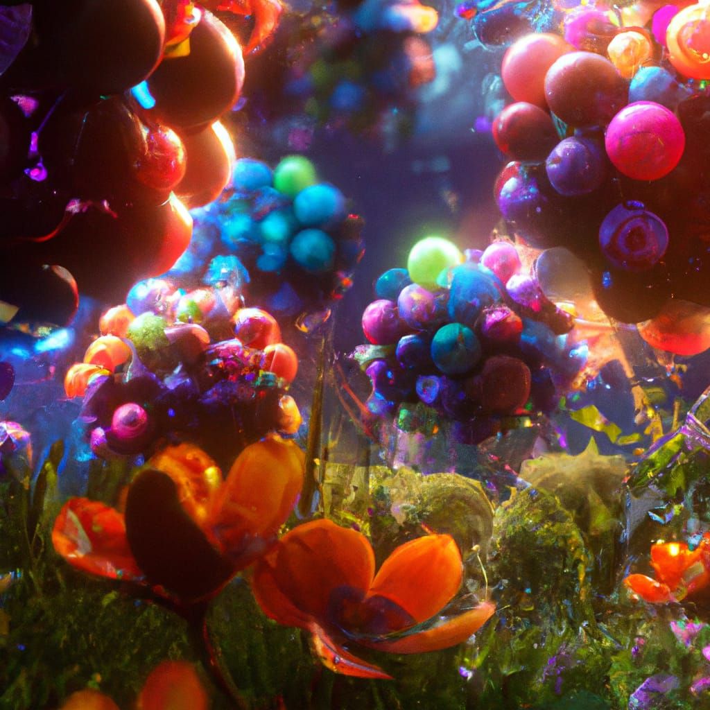 Flower spheres garden - AI Generated Artwork - NightCafe Creator