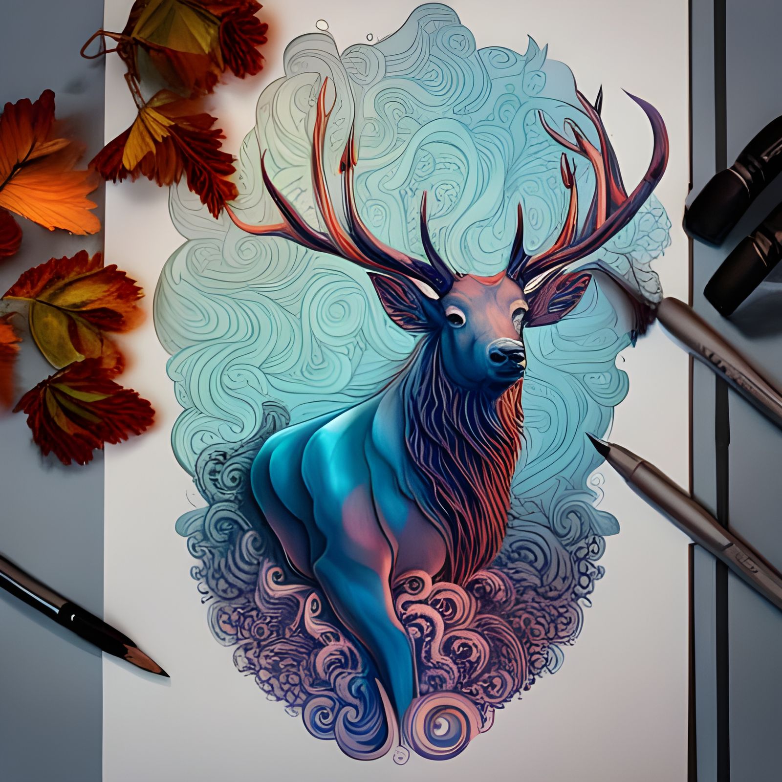 mythical forest elk with magical antlers - AI Generated Artwork ...