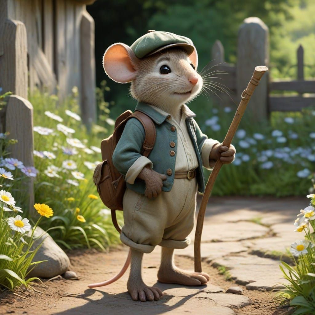 Tiny Mouse Embarks on Whimsical Countryside Advent... - AI Art