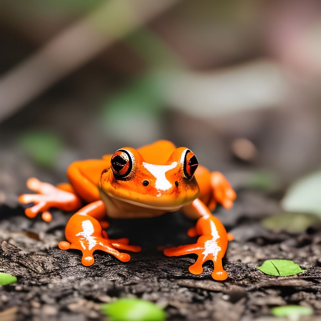 realistic red and orange frog in the amazonian forest - AI Generated ...