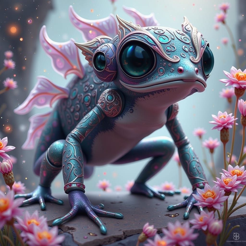 Whimsical Astronaut Alien Frog in Dreamlike Cosmic... - AI Art