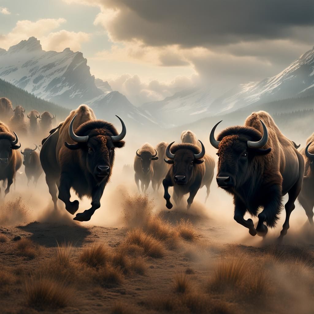 Running Buffalo - AI Generated Artwork - NightCafe Creator