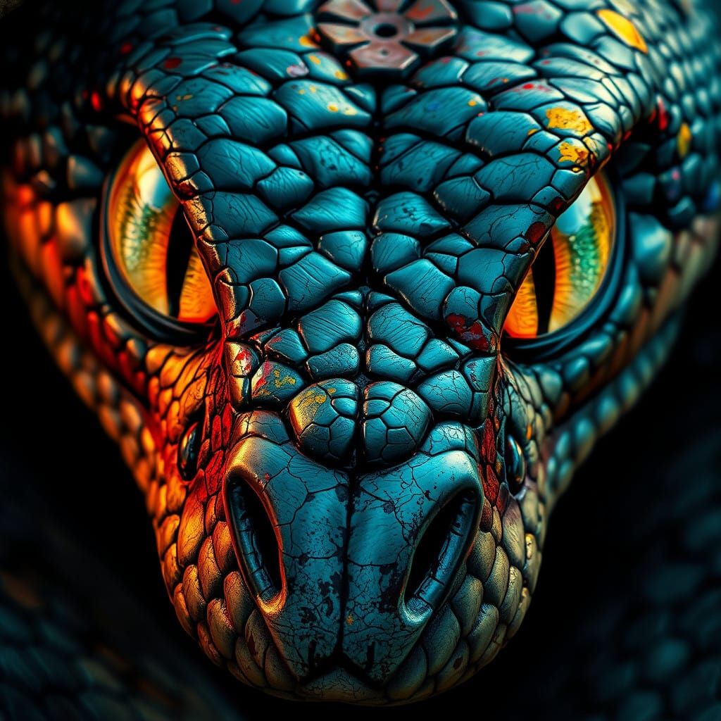 Hyper-Realistic Closeup of Serpent's Eyes in Futur... - AI Art