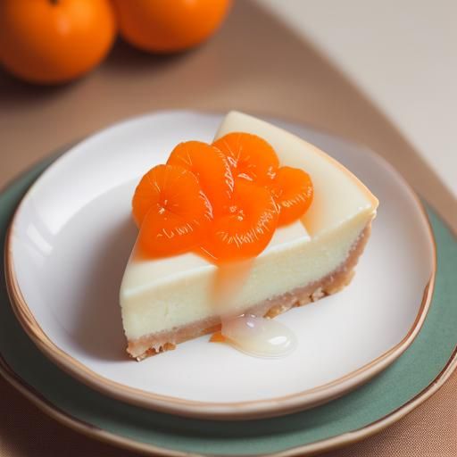 Vegan mandarin cheesecake covered with mandarin segments and jelly - AI Generated Artwork ...