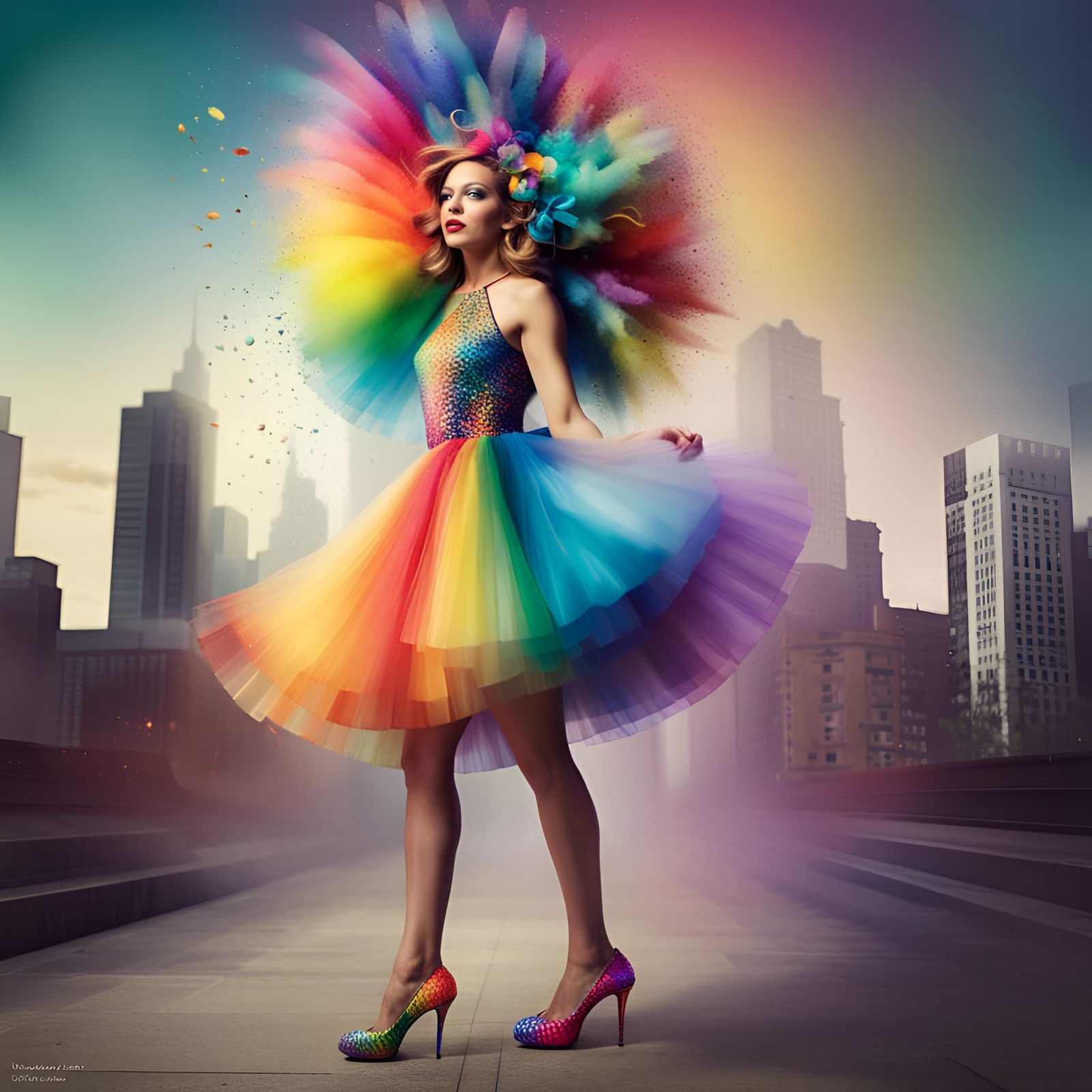 Rainbow Lady - AI Generated Artwork - NightCafe Creator