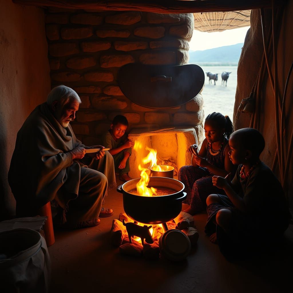 A Sotho Family Inside Their Home – A Glimpse of Everyday Life