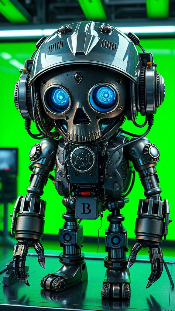 Cyberpunk Clockwork Robot in Futuristic Lab Settin... - AI Art