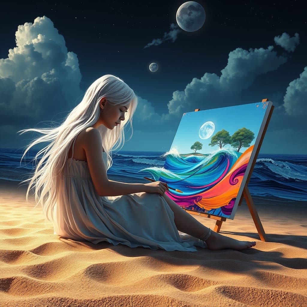 Enchanted Beach Scene in Fantasy Digital Art - AI Art