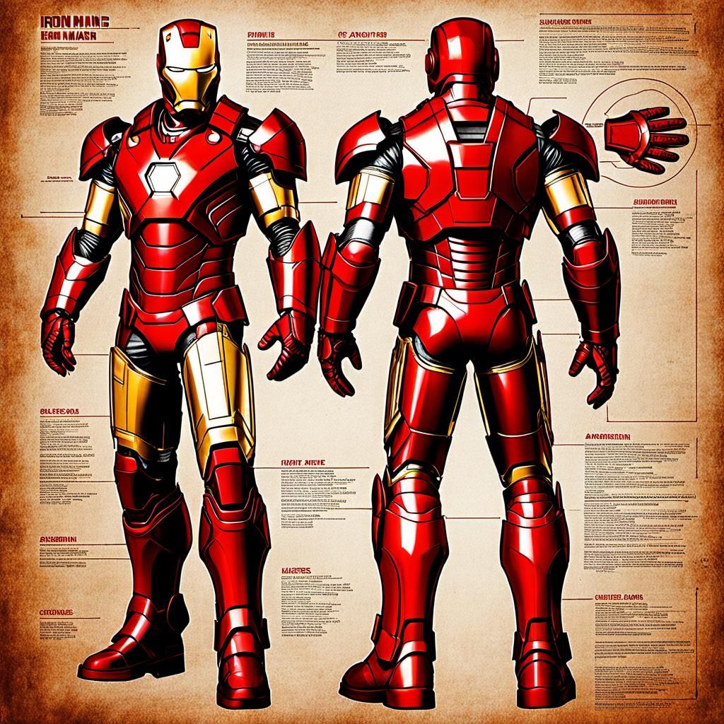 Blueprint of Iron mans armor #6 - AI Generated Artwork - NightCafe Creator