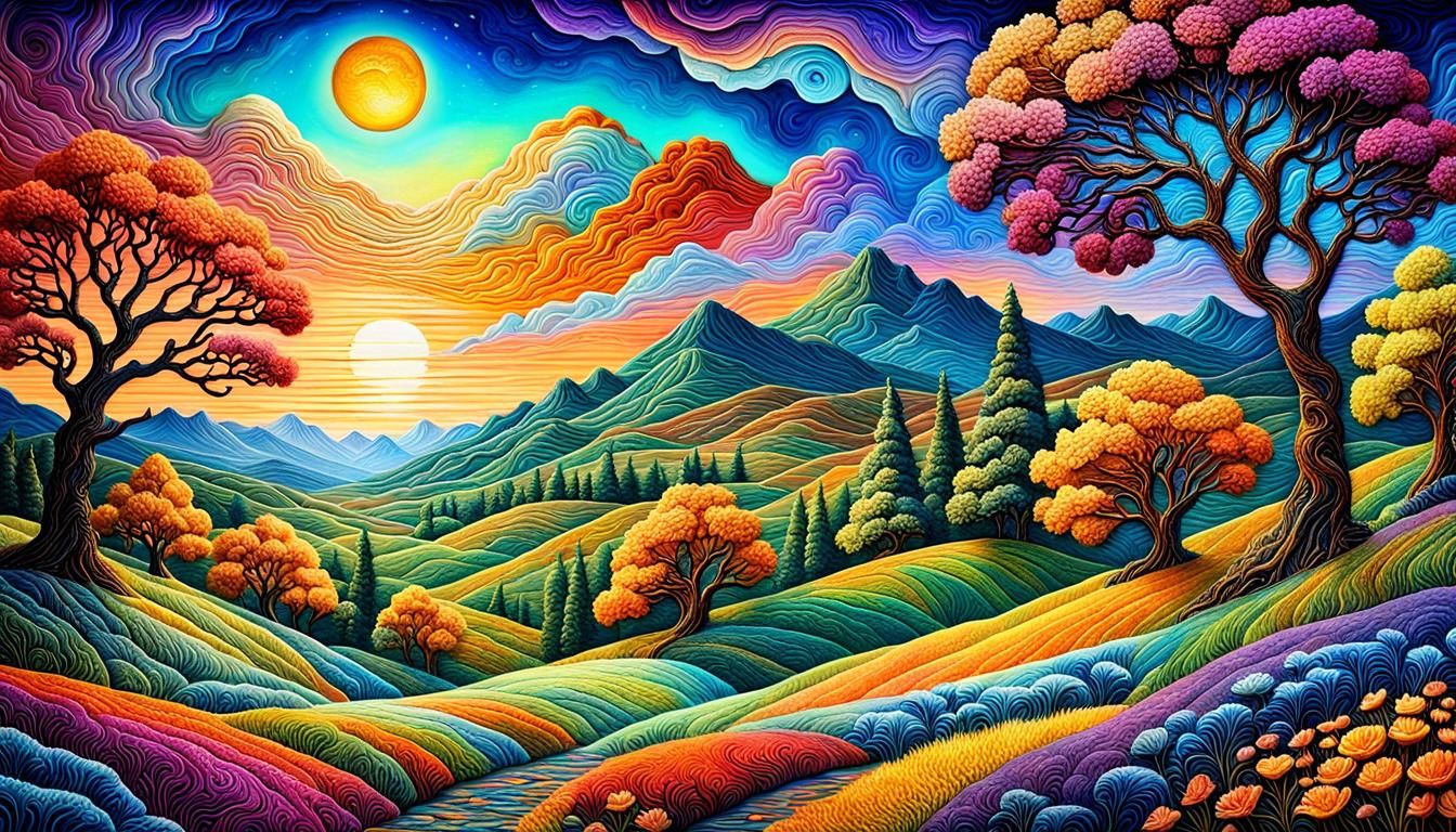 Vibrant Bas-Relief Landscape Art by @Chrystal - AI Generated Artwork ...