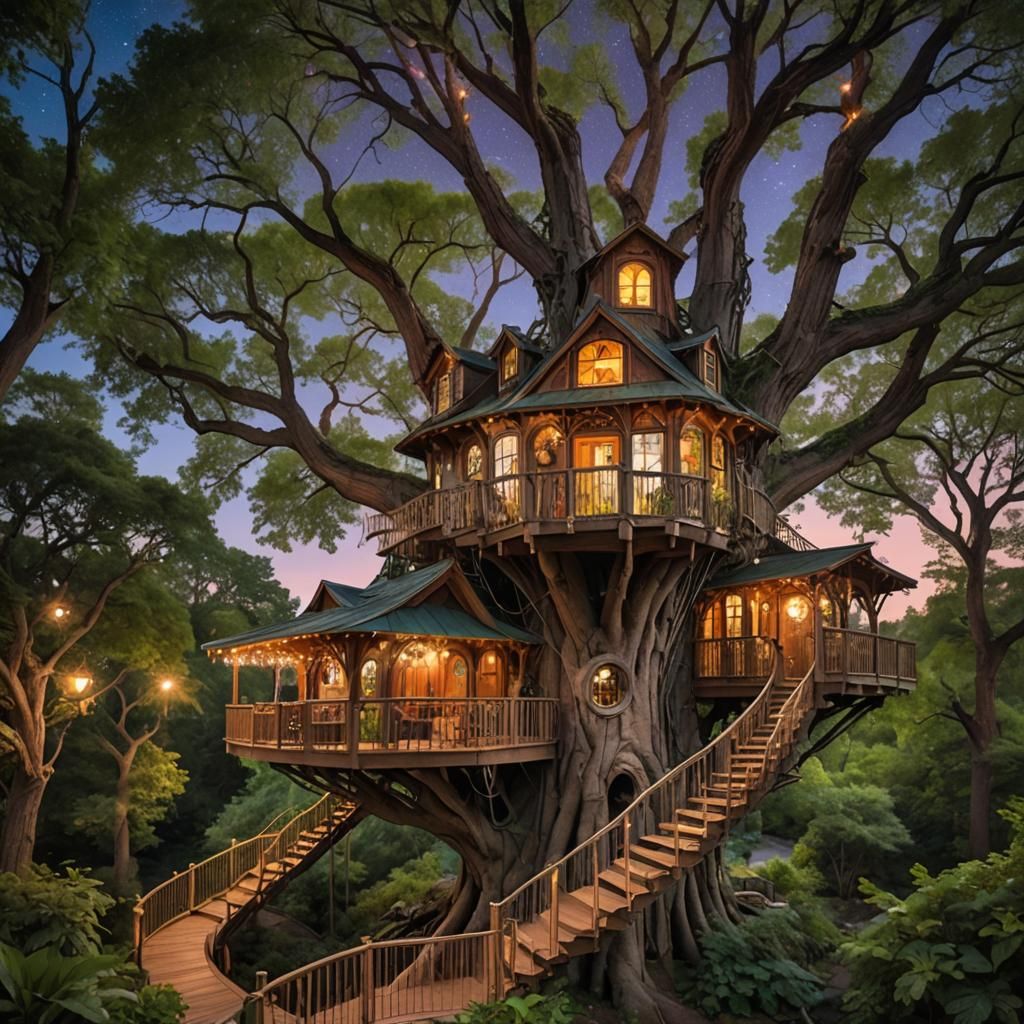 Bohemian Treehouse - AI Generated Artwork - NightCafe Creator