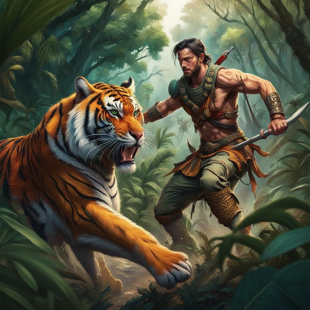 Male warrior hunting in the jungle - AI Generated Artwork - NightCafe ...