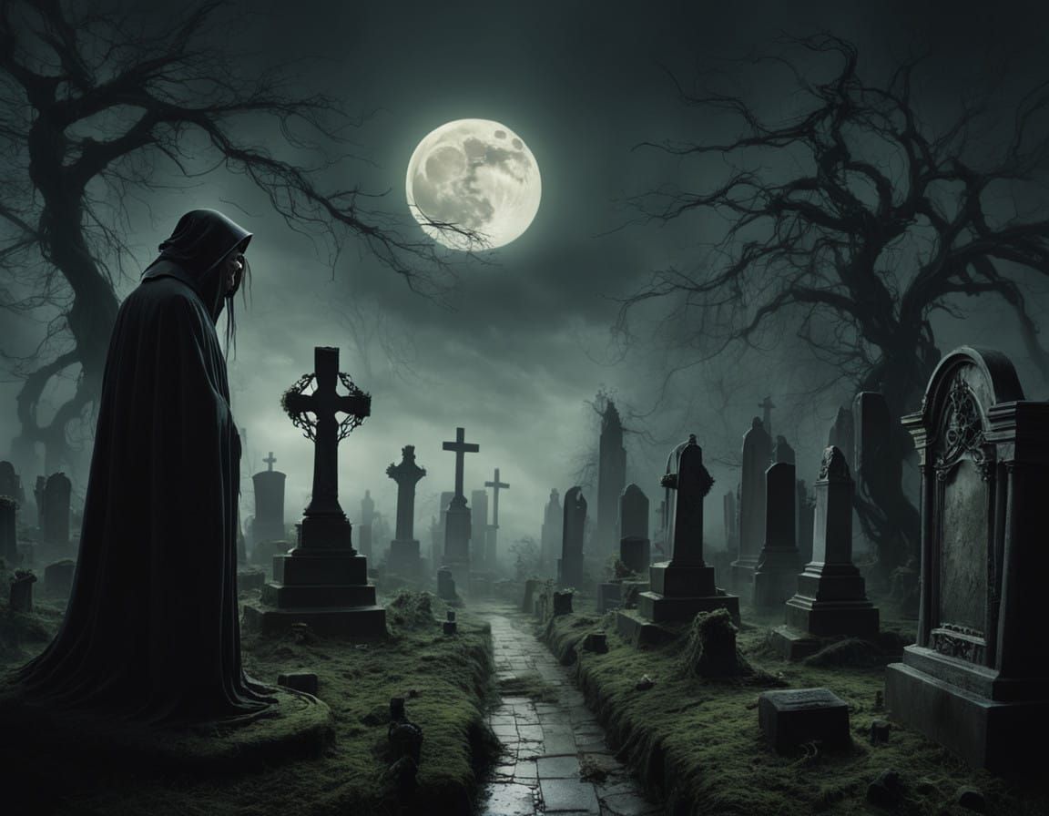 Ebenezer Scrooge's Grave in a Haunting Victorian C... - AI Art