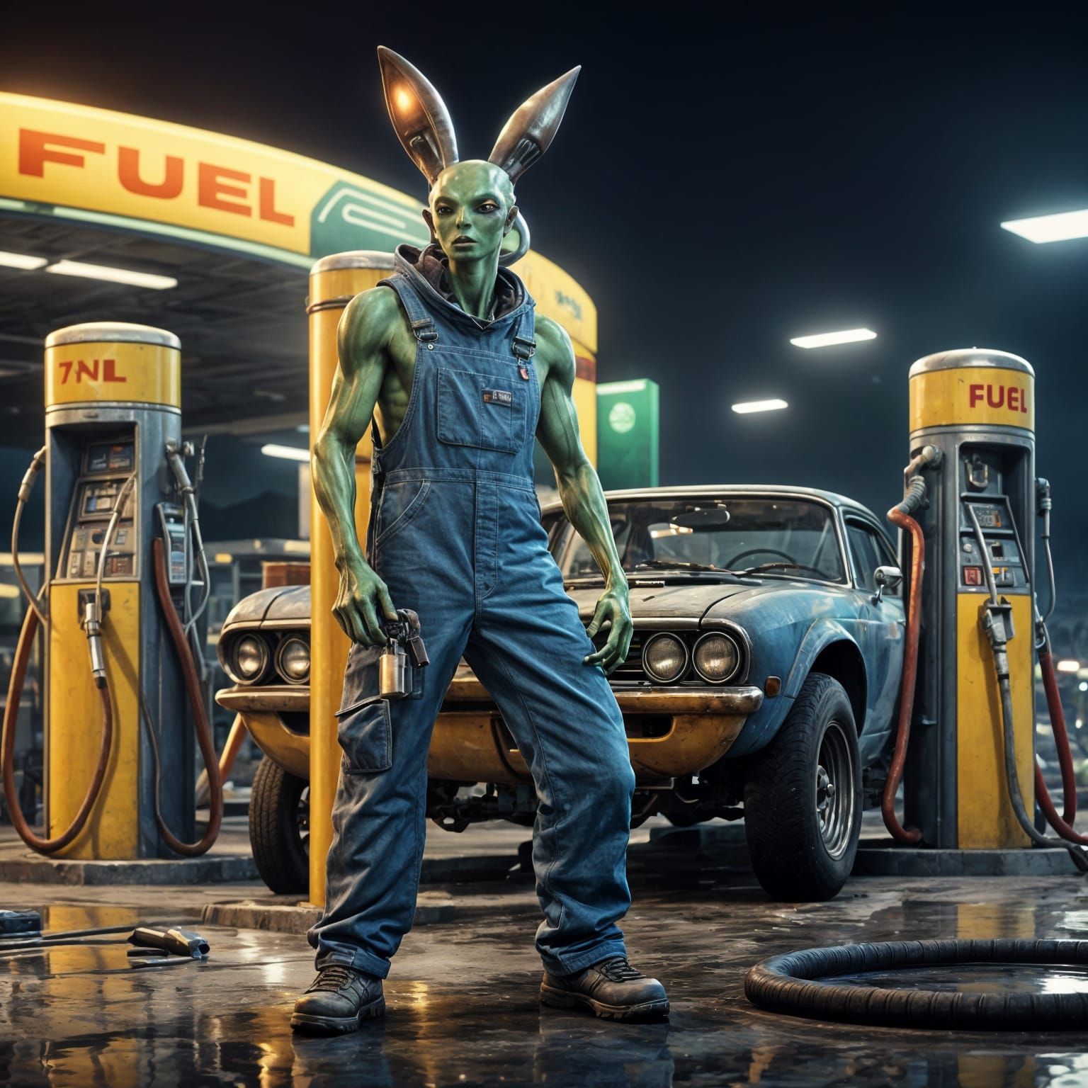 Alien Gas Station- Daily challenge #766 - NightCafe Creator