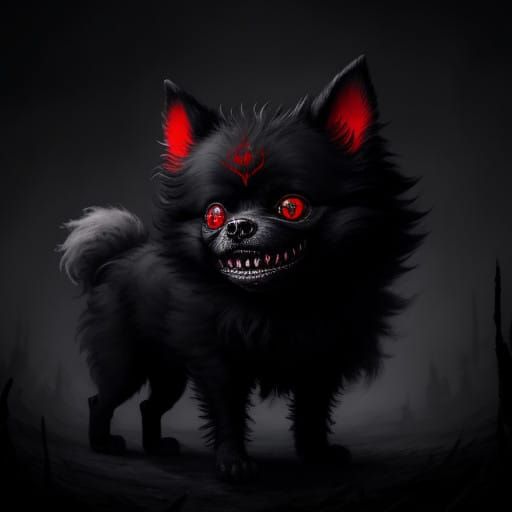 horror demonic Pomeranian dog - horror demonic Pomeranian do...