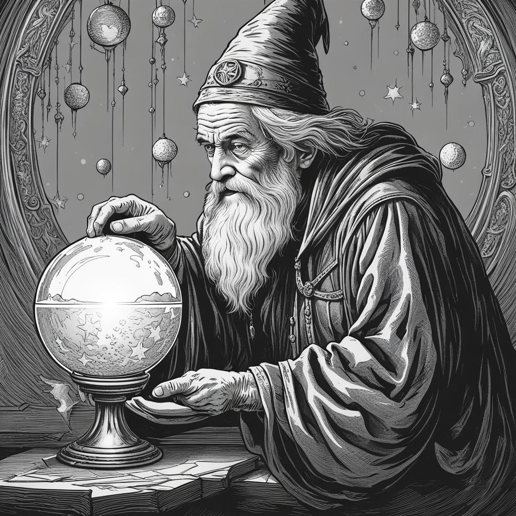 A wizard pondering an orb - AI Generated Artwork - NightCafe Creator