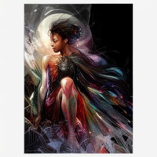 fully body fantasy black female, heavenly, epic, highly detailed, by ...