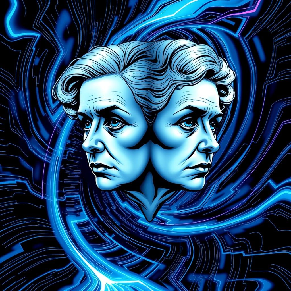 Quantum Entanglement Portrait of Marie Curie in Sw... - AI Art