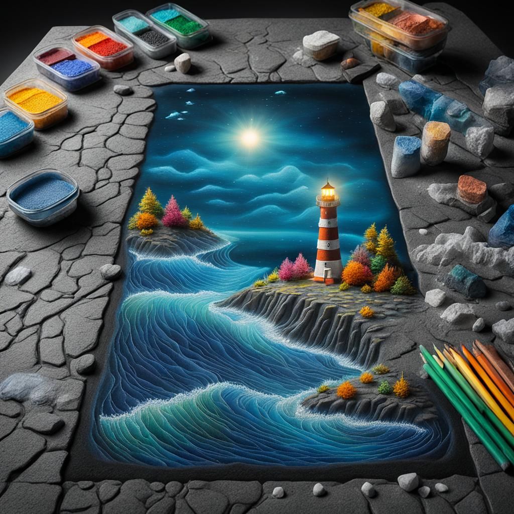 Chalk Art ( Lighthouse ) - AI Generated Artwork - NightCafe Creator